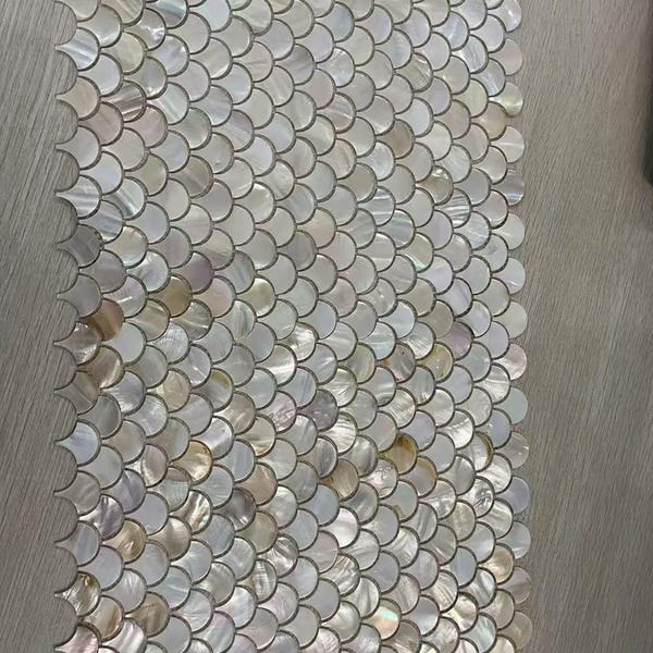 Handmade Fish Scale Mother of Pearl Mosaic Tile Natural Blush Rosy ...