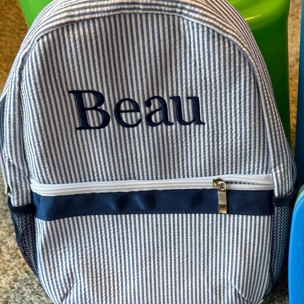 Personalized Baby Backpacks, Monogrammed Toddler Backpacks, Seersucker ...