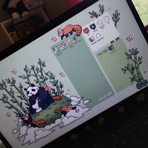 Cloud Pandas Computer Desktop Theme Background Wallpaper Organizer Set ...