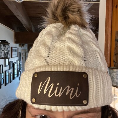 Personalized Name Monogram Initials Toddler Beanie, Vegan Leather Patch ...