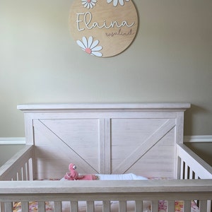 Flower Round Wood Nursery Name Sign Name Sign for Nursery - Etsy