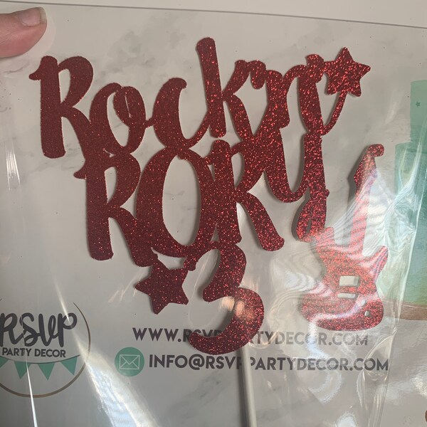 ANY NAME & AGE Custom Rocks Cake Topper, Rock 'n Roll Cake Topper, Rock ...