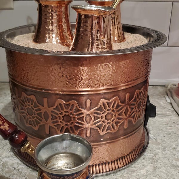 Copper Sand Turkish Coffee Maker Machine Round Shape for 110 and 220 ...