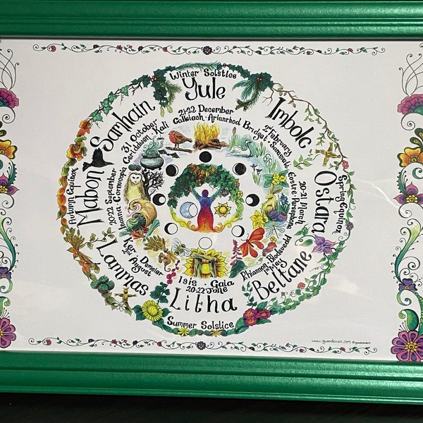 Wheel of the Year A4 Planner Size Pagan Goddess Wall Art Image Poster ...