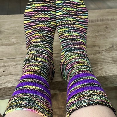Hand Dyed Pastel Rainbow and Black Sock Yarn Toucan Sam Assigned Color ...
