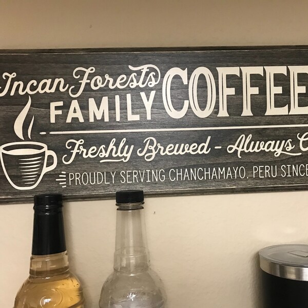 Personalized Coffee Shop Farmhouse Retro Style Wood Sign. 3 Sizes 9 ...