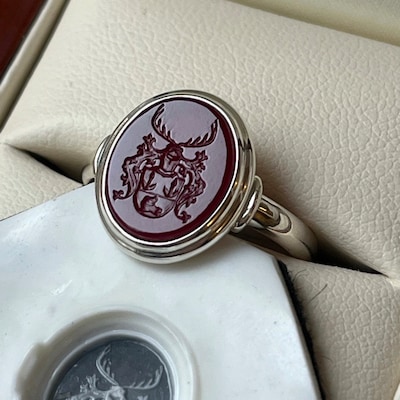 Custom Intaglio Ring Signet Ring Agate With Engraving 13x18mm Onyx ...