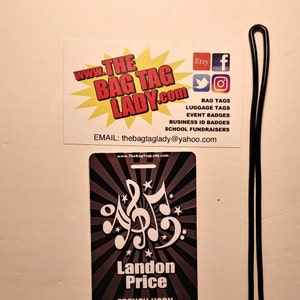 MUSIC Bag Tag Musical Notes Treble Clef Bass Clef Personalized for the ...