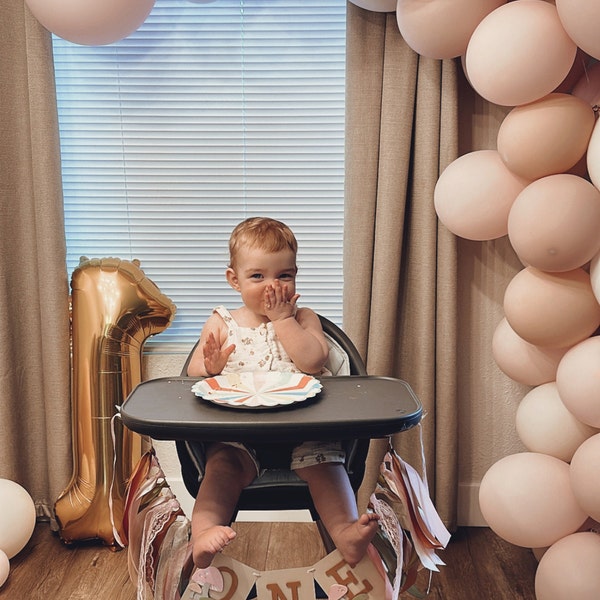 Pink Mushroom High Chair Banner, Fairy 1st Birthday Party Decor ...