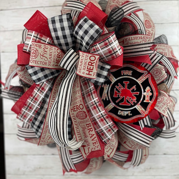 Fire Fighter Decor, Firefighter Wreath Sign, Wall Decor, Fireman ...