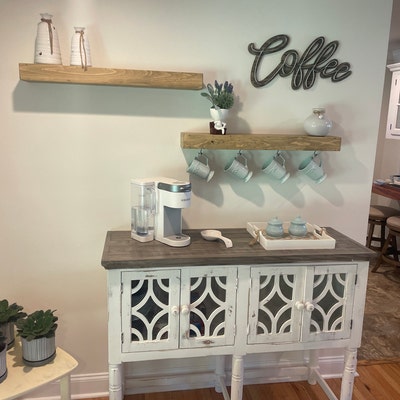 Coffee Bar Shelf Set of 2 FREE SHIPPING Floating Shelves With Coffee ...
