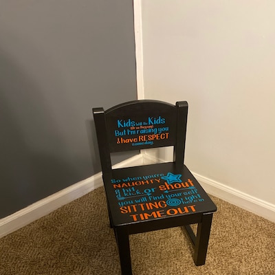 UV Printed Time Out Chair, No Vinyl Used Wood Time Out Chair, Time Out ...