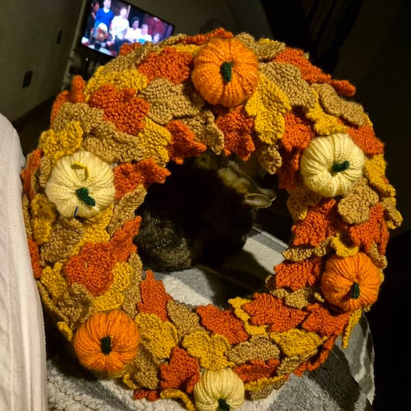 Autumnal Pumpkin Squash Wreath Knitting Pattern - Etsy