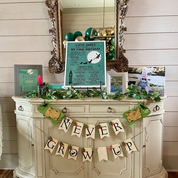 Peter Pan Banner, Neverland Banner, Peter Pan Birthday, Peter Pan Baby ...