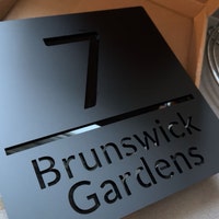 Modern Floating House Number Sign, Custom Matt Black Acrylic House ...