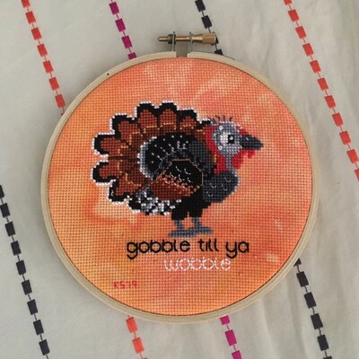 Turkey Cross Stitch Pattern PDF Mr Gobbles the Turkey Cute Bird Counted ...