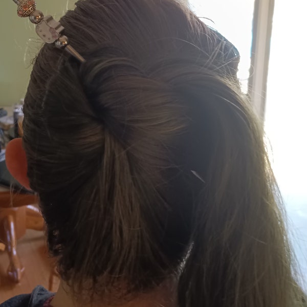 Stainless Steel Skull and Pave Cubic Zirconia Bead Hair Stick - Etsy