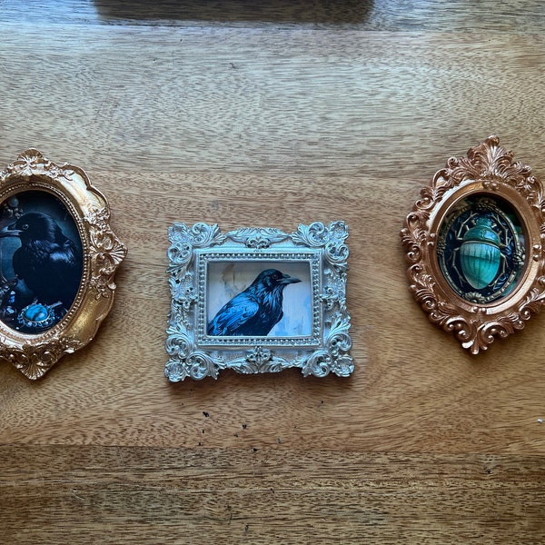 Oddity Art Victorian Goth Emerald Beetles and Bugs Framed Painting ...