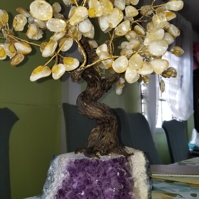 14 Tall Handmade Gemstone Tree W/ Crystal Cluster Base, 180 Total Gems ...