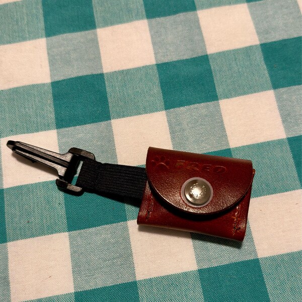 Dog Tag Collar Pouch / Brown Leather Pet Tag Silencer - Etsy