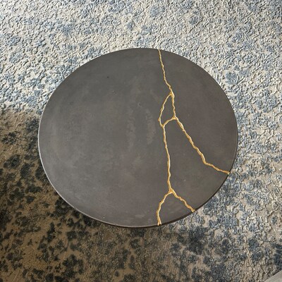 Concrete Kintsugi Round Coffee Table - Etsy