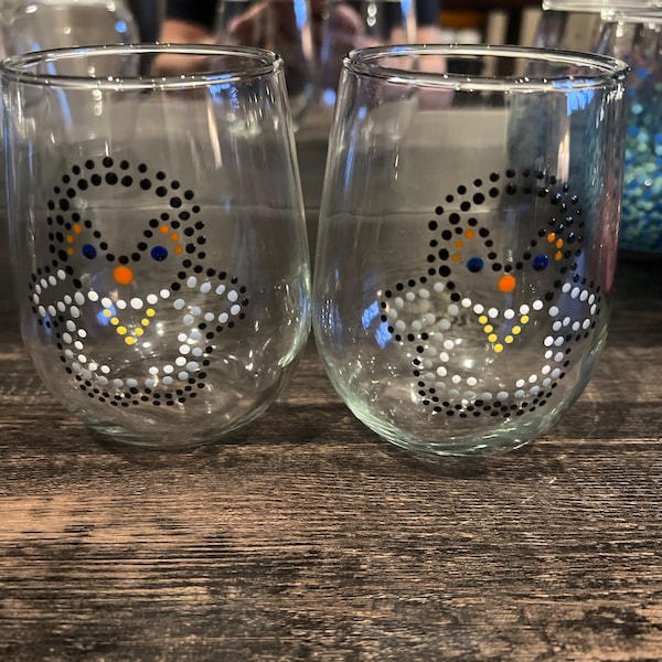 Hand Painted Polka Dot Stemless Wine Glass: White & Champagne - Etsy