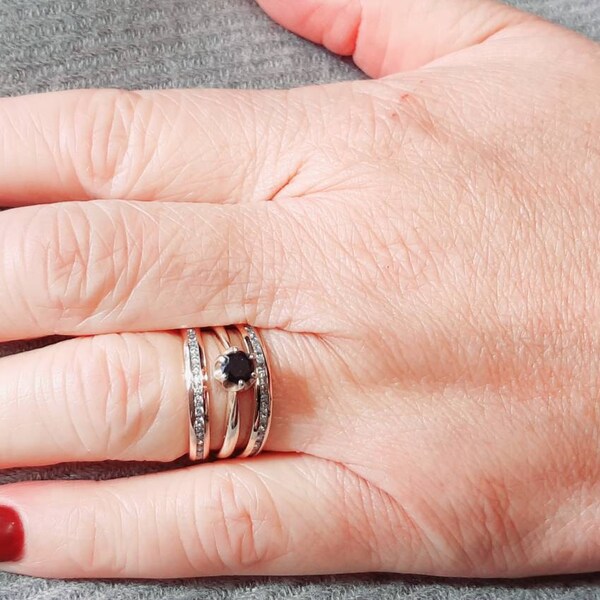 3mm Wide Man Made Diamond Simulant Full Eternity Ring / Stacking Ring ...