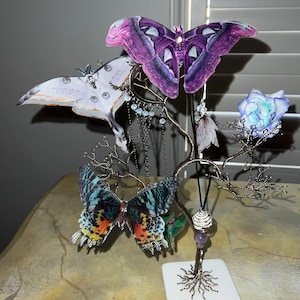 Silk Luna Moth Butterflies Hair Pins With Crystals Hair - Etsy