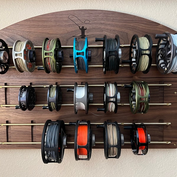Custom Fly Fishing Reel Holder - Walnut and Brass- 21 Reel Version - Etsy