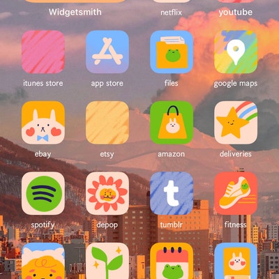 120 Cute Pastel Ios 14 App Icons Wallpapers Doodle Style Aesthetic ...
