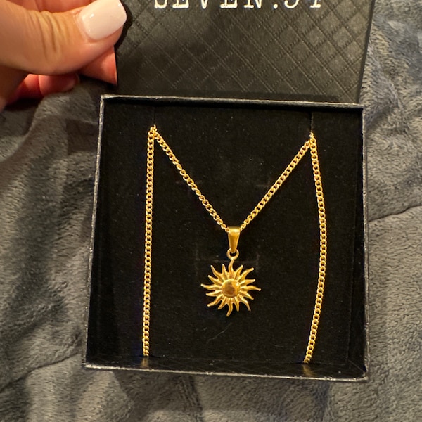 18k Gold Sun Pendant Necklace Mans Pendant Mens Necklace Mens Sun Star ...