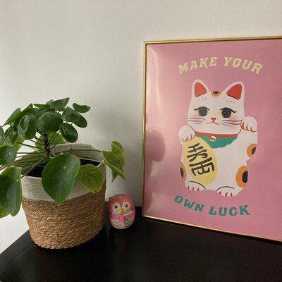 Make Your Own Luck Wall Print Digital Download Print, Maneki Neko ...
