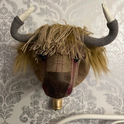 Sheep Head Faux Taxidermy Handmade Fabric Lamb Wall Mounted Ewe Head ...