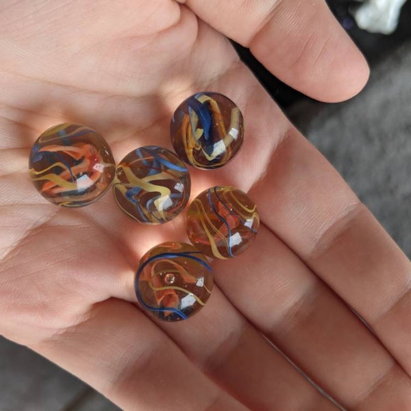 16mm "fiesta" Glass Marble Players 5/8th" Pack of 5 House of Marbles ...