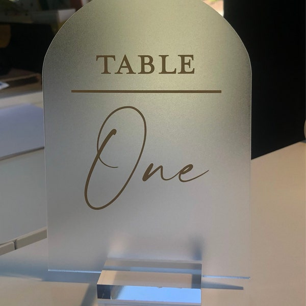 Clear or Frosted ARCH Acrylic Table Number Sign With Stands, Perspex ...