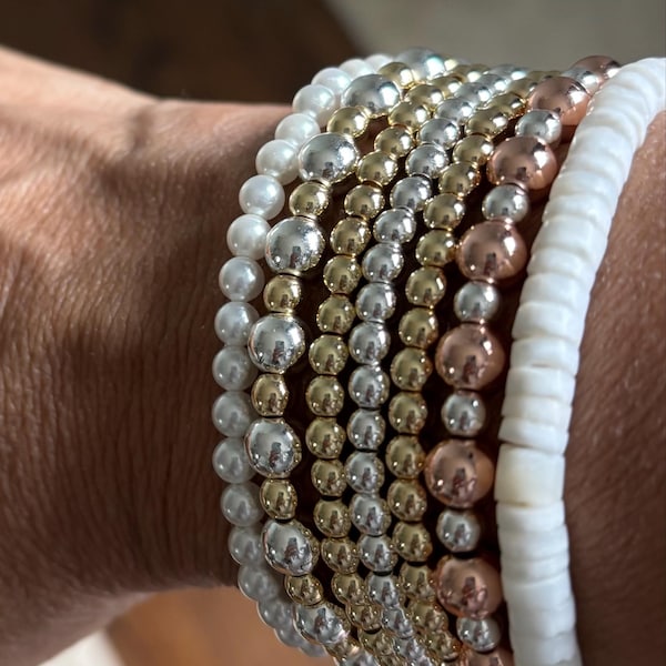 Silver Pearl Stacking Collection | Pearl Beaded Bracelet | Sterling ...