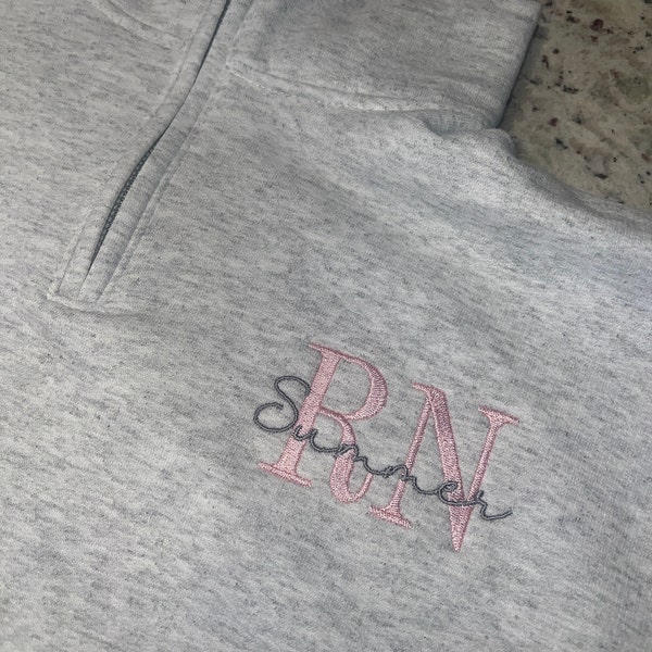Custom Embroidered Registered Nurse Quarter Zip With Credential Acronym ...