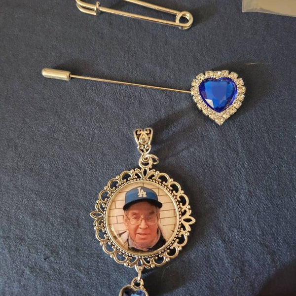 Memorial Photo Wedding Charm Gold Pin to Attach to Bouquet, Something ...