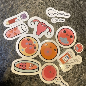 Cute IVF Fertility Sticker Set Science Kawaii In-vitro Fertilization ...