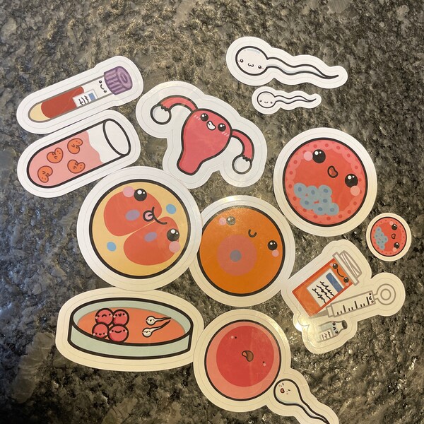 Cute IVF Fertility Sticker Set ~ Science Kawaii In-vitro Fertilization ...