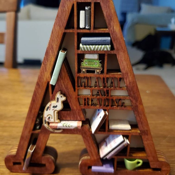Miniature Bookshelf and Books, Letter Bookish Gifts for Book Lover ...