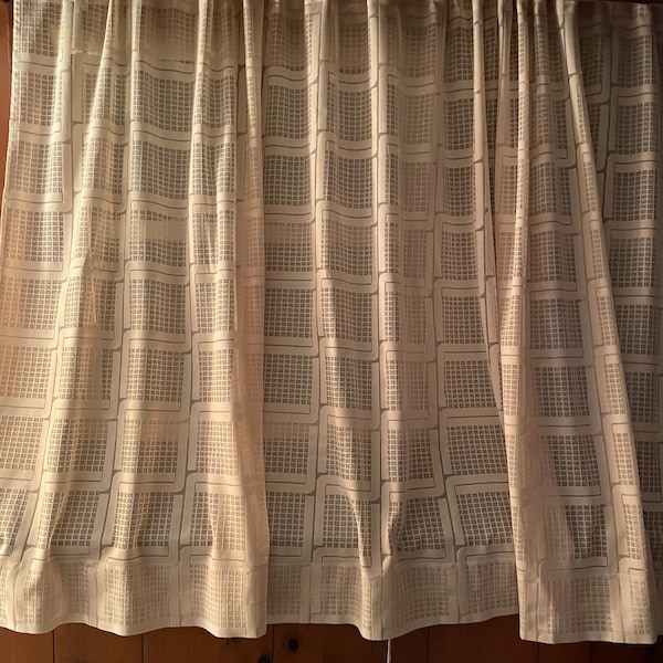 Vintage 70s Orange Curtain, Oversized Mesh Net, Geometric Pattern ...