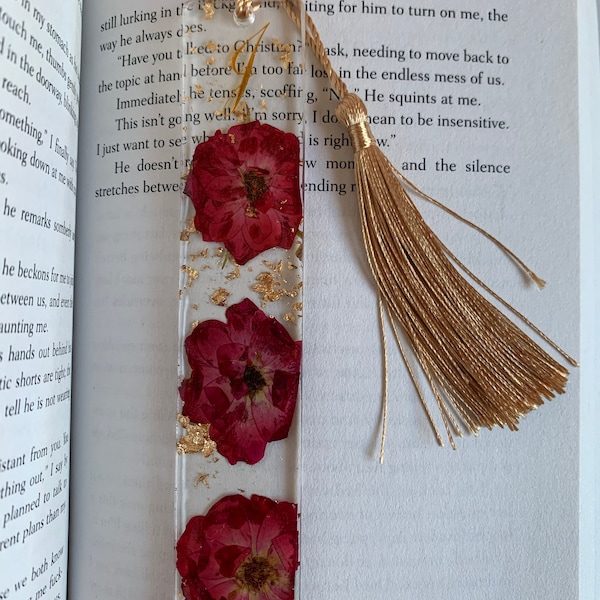 Bookmark Personalized Resin Art - Red Roses Gift - Etsy