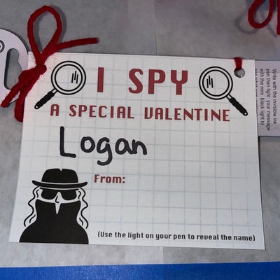 Printable Invisible Ink Pen Valentine, Secret Agent Cards, I Spy School ...