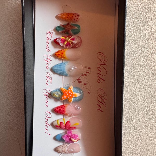 Elegant Snake Press on Nails With 3D Lotus Flowers, Asian Nail Art ...