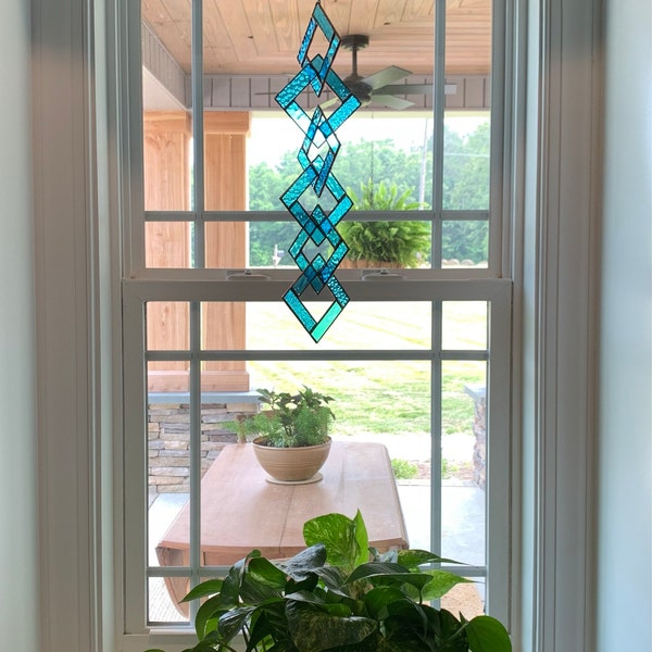 Turquoise Stained Glass-aqua Stained Glass -stained Glass Mobile ...