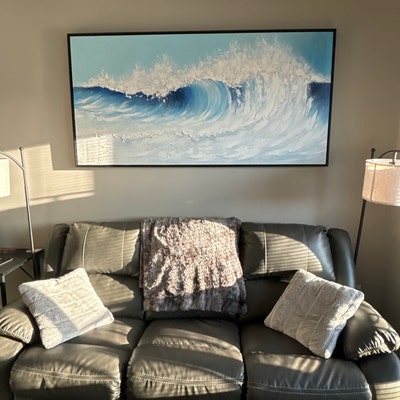 3D Ocean Hand Texture Oil Painting Abstract Blue Sea Home Decor Art ...