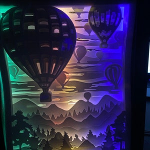 Air Balloons Shadow Box Files, Paper Cut Light Box Template Files ...