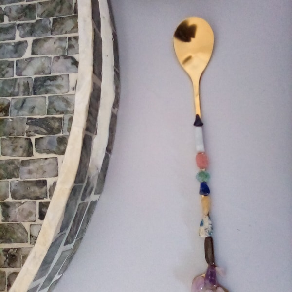 CRYSTAL CHIPS SPOON |cute Spoons for Herbs| Metal Gold Spoons ...