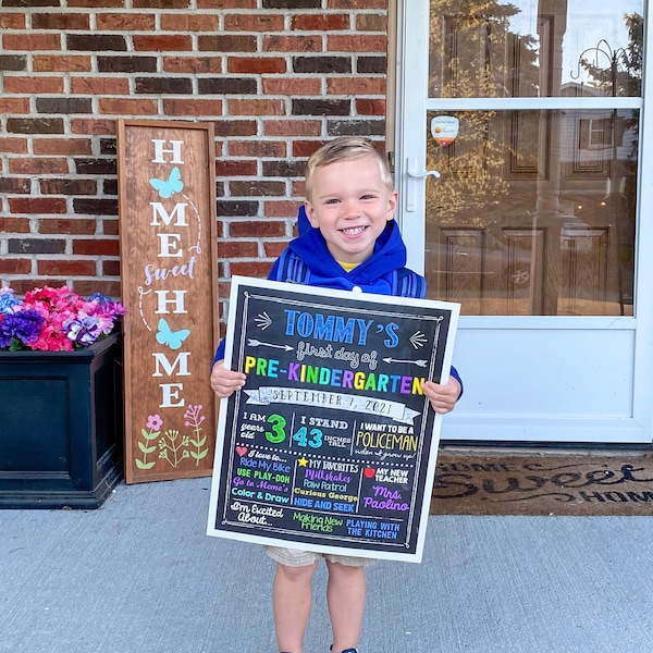 Chalkboard Back to School Sign, First Day or Last Day, Editable and ...